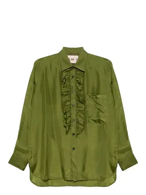 Plan C Ruffle-detailed Shirt - Green