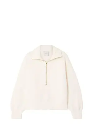Varley Milano Ribbed Cotton-blend Jersey Sweatshirt - Neutrals