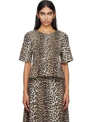 GANNI GANNI Open Back Smock Blouse 943 Leopard