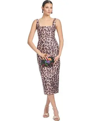 Sachin & Babi Cressida Leopard Print Column Midi Dress - Big Cat