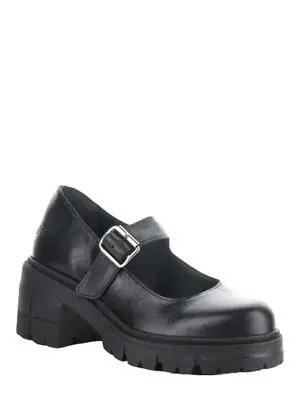 BOS. & CO. Banks Platform Mary Jane Black Feel Leather