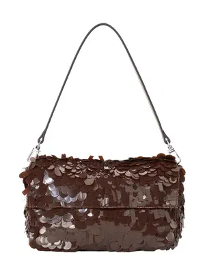 Staud Timmy Sequin Shoulder Bag - Cacao
