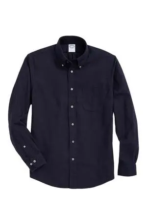 Brooks Brothers Solid Flannel Button-down Shirt - Navy