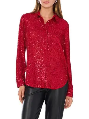 Vince Camuto Vince Camuto Sequin Shirt Ultra Red