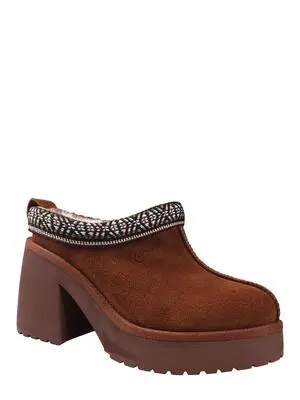CANDIE'S Leora Platform Clog - Chestnut Suede