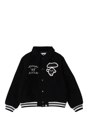 A BATHING APE Melton Varsity Jacket - Black