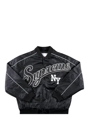 Supreme Contrast Script Varsity Jacket - Black