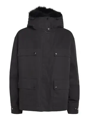 YVES SALOMON Rabbit Fur-lined Parka Coat - Black