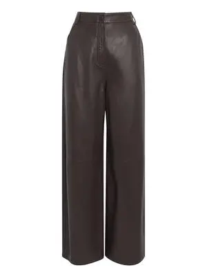 YVES SALOMON Lambskin Wide-leg Trousers - Beige