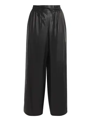 YVES SALOMON Lambskin Wide-leg Trousers - Black