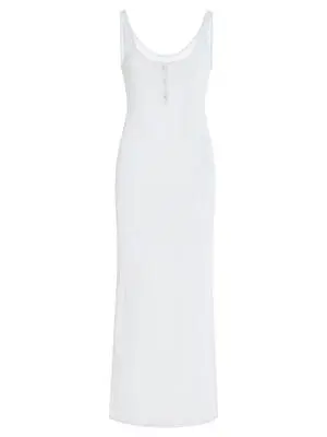 Brandon Maxwell Catherine Knit Henley Midi Dress - Light Blue