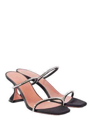Amina Muaddi Gilda 70 Embellished Mules - Black