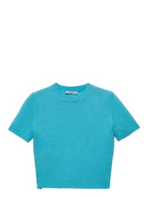 Prada Prada Short Sleeve Sweater F0076 Celeste