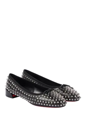 CHRISTIAN LOUBOUTIN Spiked Leather Ballet Flats - Black