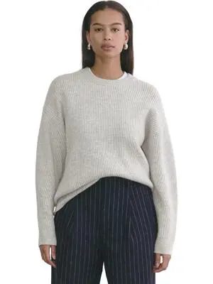 Everlane Cocoon Crew Neck Wool Cashmere Sweater Light Heather Grey