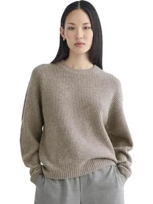 Everlane Cocoon Crew Neck Wool Cashmere Sweater - Light Heathered Taupe