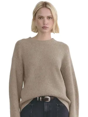 Everlane Cocoon Crew Neck Wool Cashmere Sweater Oatmeal