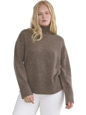 Everlane Boxy Turtleneck Sweater Taupe Brown Donegal