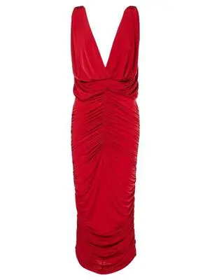 Magda Butrym Ruched Draped Midi Dress - Red