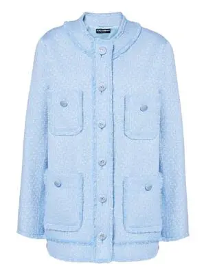 Dolce & Gabbana Raschel Wool-blend Tweed Jacket - Blue