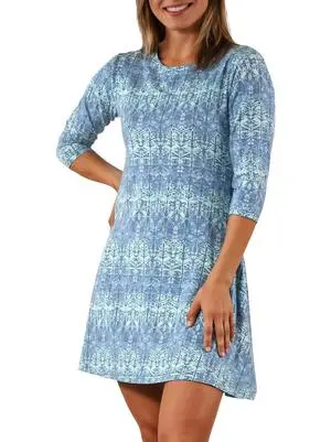 UV SKINZ 3/4 Sleeve Swing Dress - Baltic Kaleidoscope