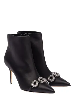 Manolo Blahnik Balvisa Embellished Satin Ankle Boots - Black