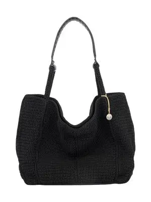 THE SAK Los Feliz Large Leather Tote Bag - Black Crochet
