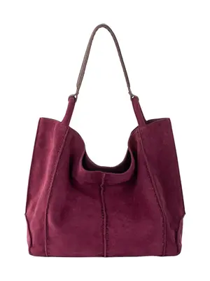 THE SAK Los Feliz Large Hand Crochet Tote Bag Currant Suede