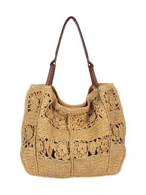THE SAK Los Feliz Large Leather Tote Bag - Natural Tonal Flower