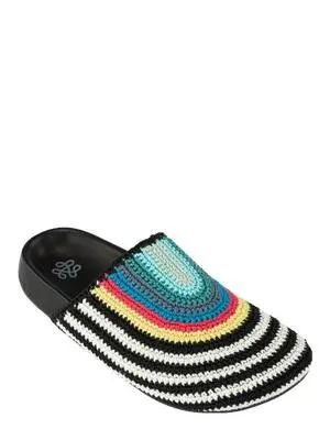 THE SAK Bolinas Crochet Clogs B&w Rainbow Stripe