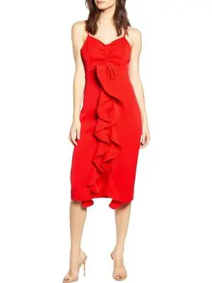 Endless Rose Ruffle Front Dress - Red