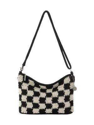 THE SAK Lumi Convertible Crossbody Hand Crochet Bag Black Check