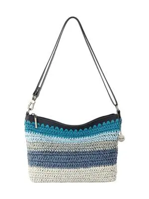 THE SAK Lumi Convertible Crossbody Hand Crochet Bag Ocean Stripe Straw