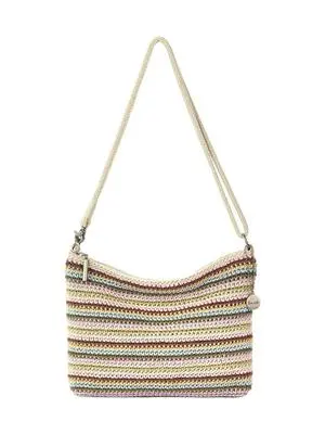 THE SAK Lumi Convertible Crossbody Hand Crochet Bag Pink Multi Stripe