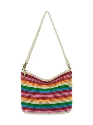 THE SAK Lumi Convertible Crossbody Hand Crochet Bag Rainbow Stripe