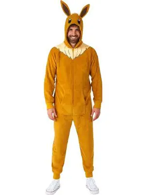 Opposuits Pokémon™ Eevee Hooded Long Sleeve Fleece Jumpsuit - Beige