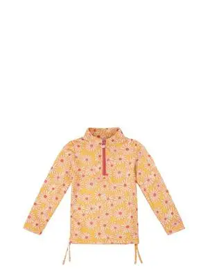 UV SKINZ Half Zip Ruched Sun & Swim Shirt - Sunshine Daisies