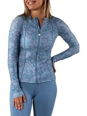 UV SKINZ Long Sleeve Zip Rash Guard - Baltic Petals