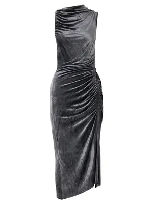 Rick Owens Svita Asymmetric Velour Dress - Gray
