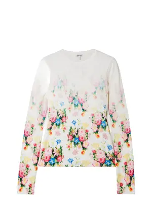Loewe Floral-print Stretch-modal Jersey Top - White