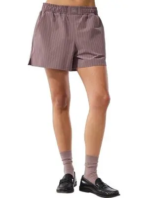 Alo Yoga Pinstripe Boxer Short Mushroom/ivory