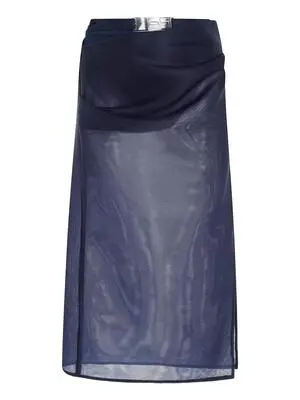 Brandon Maxwell The Isobel Belted Midi Skirt - Navy