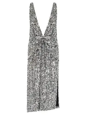 Brandon Maxwell The Santha Sequined Embellished Midi Dress - Silver