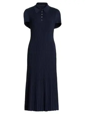 Brandon Maxwell The Joyce Pleated Knit Midi Dress - Navy