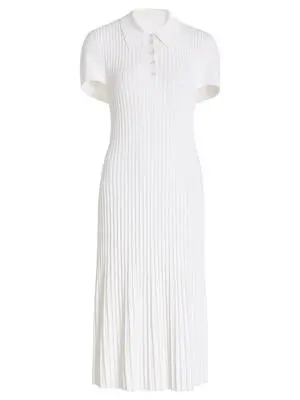 Brandon Maxwell The Joyce Pleated Knit Midi Dress - White