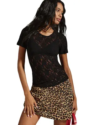 Hanky Panky Short-sleeve Lace Tee - Black