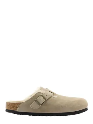 BIRKENSTOCK Birkenstock Boston Shearling-Lined Suede Sliders Light Green