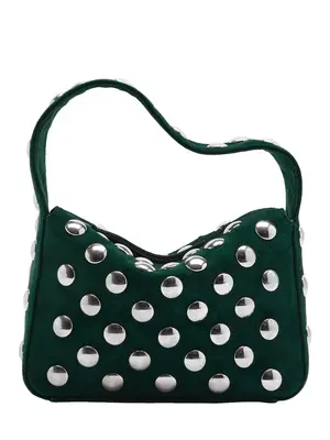 Khaite Elena Mini Studded Suede Top Handle Bag - Dark Green