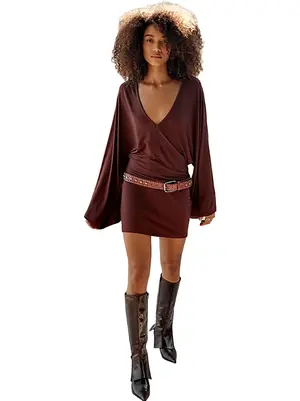 Free People Free People Good Feels Mini Dress Chocolate Fondant