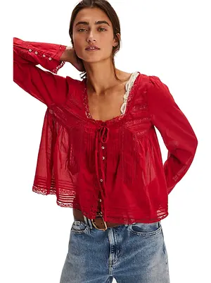 Free People Forevermore Long-Sleeve Top Rubies